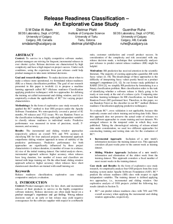 (PDF) Release Readiness Classification