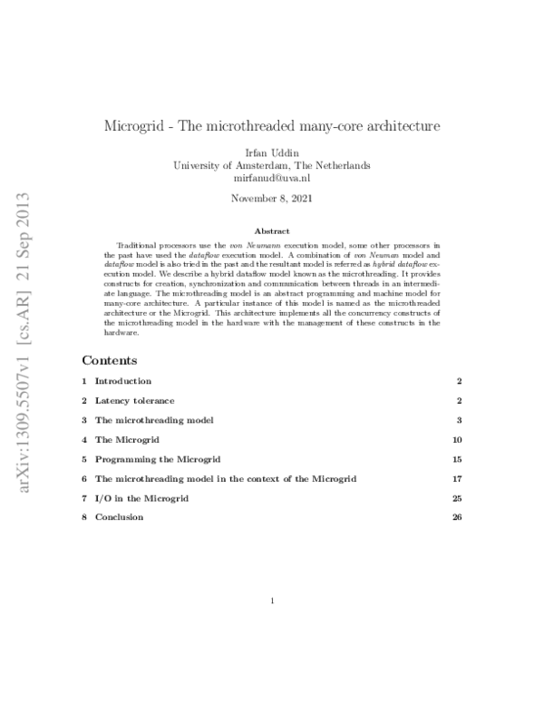 (PDF) Microgrid - The microthreaded many-core architecture