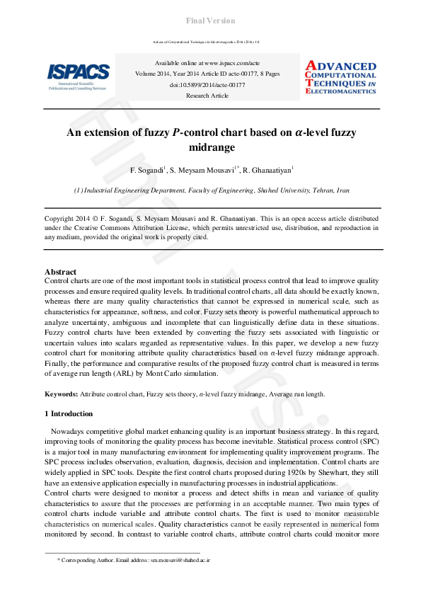 Pdf An Extension Of Fuzzy P Control Chart Based On Level Fuzzy Midrange