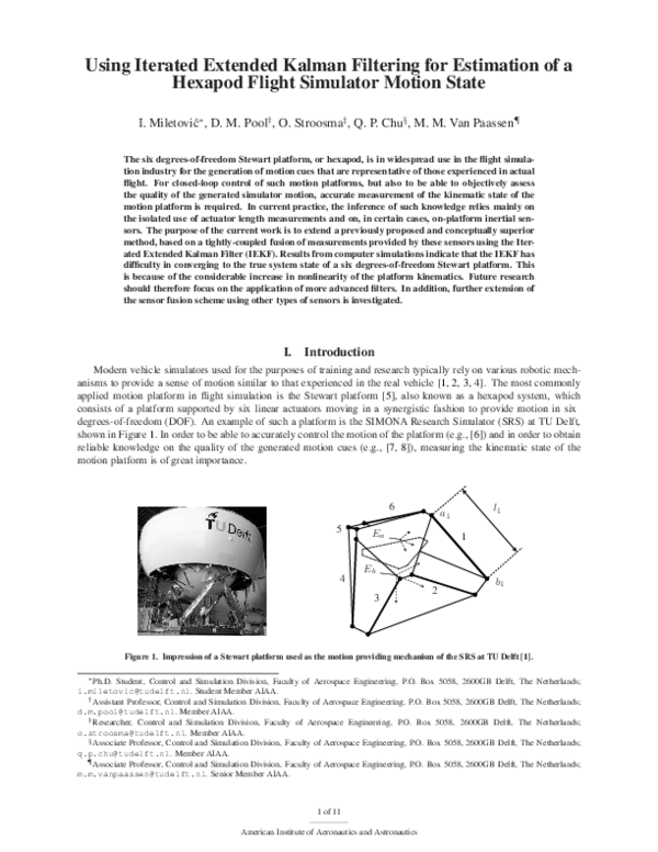 Pdf Using Iterated Extended Kalman Filtering For Estimation Of A