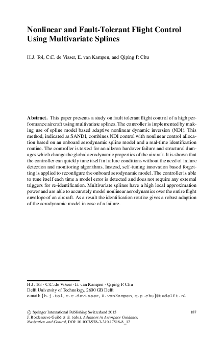 (PDF) Nonlinear and Fault-Tolerant Flight Control Using Multivariate Splines