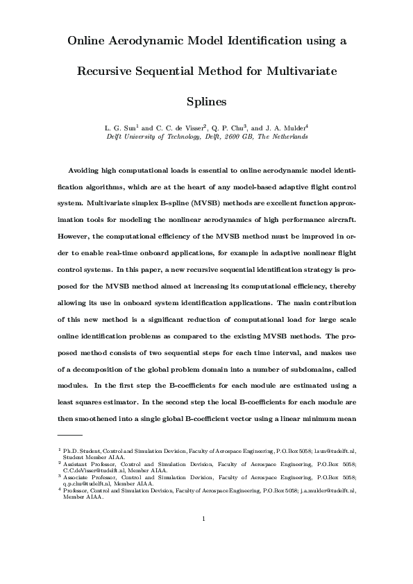 (PDF) Online Aerodynamic Model Identification Using a Recursive Sequential Method for ...