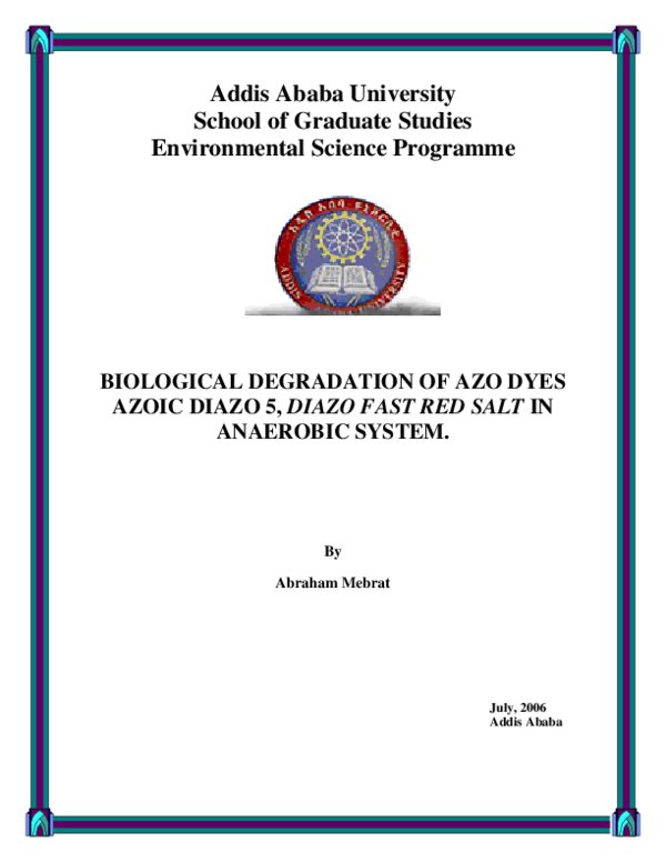 (PDF) Biological Degradation of Azo Dyes Azoic Diazo 5, Diazo Fast Red ...