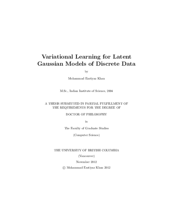 (PDF) Variational learning for latent Gaussian model of discrete data