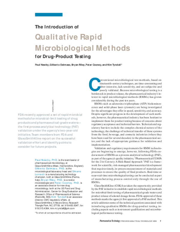 (PDF) The Introduction of Qualitative Rapid Microbiological Methods for ...