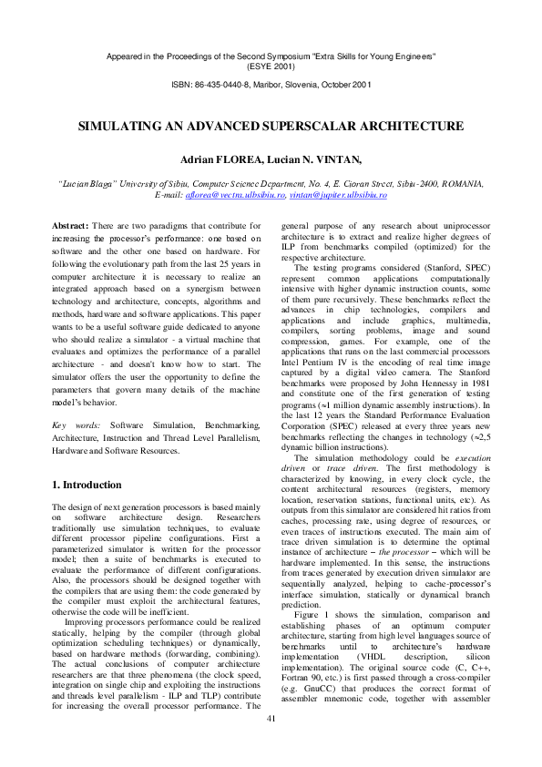 (PDF) Simulating an Advanced Superscalar Architecture
