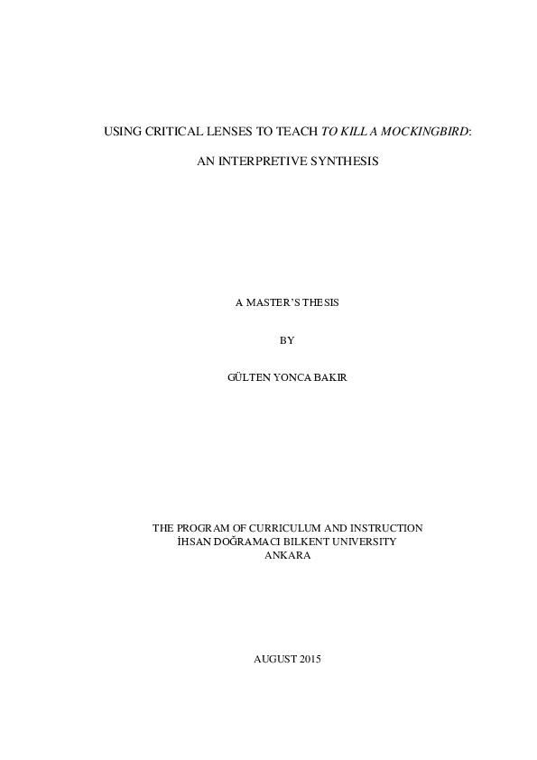 (PDF) Using critical lenses to teach to “kill a mockingbird” : an ...