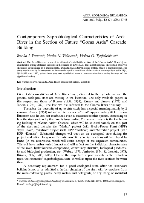 (PDF) Contemporary Saprobiological Characteristics of Arda River in the ...