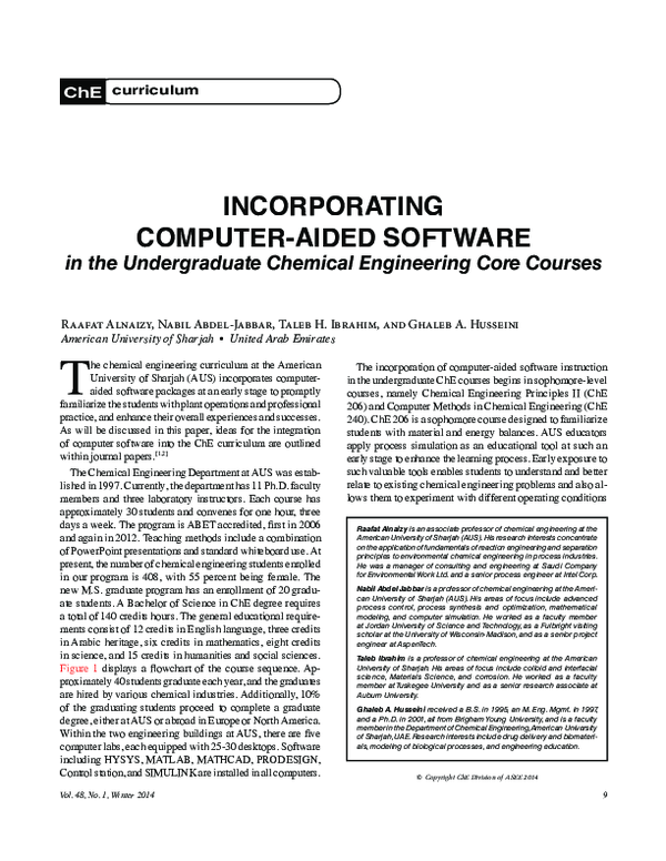 (PDF) Incorporating Computer-Aided Software in the Undergraduate ...