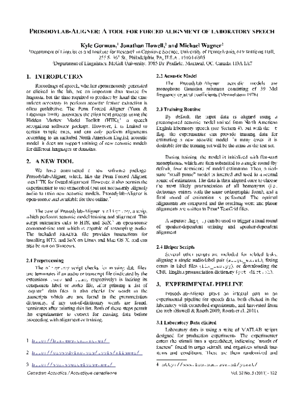 (PDF) Prosodylab-aligner: A tool for forced alignment of laboratory speech
