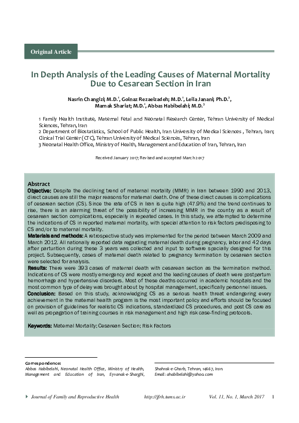 (PDF) In Depth Analysis of the Leading Causes of Maternal Mortality Due ...