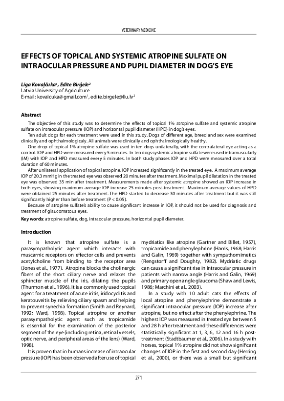 (PDF) Effects of topical and systemic atropine sulfate on intraocular ...