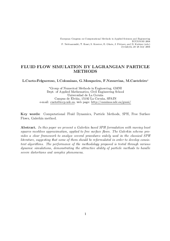 Pdf Fluid Flow Simulation By Lagrangian Particle Methods