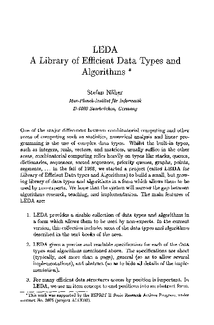 Pdf Leda A Library Of Efficient Data Types And Algorithms