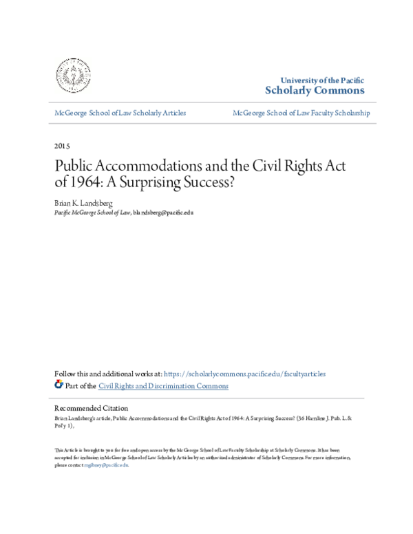(PDF) Public Accommodations and the Civil Rights Act of 1964: A ...