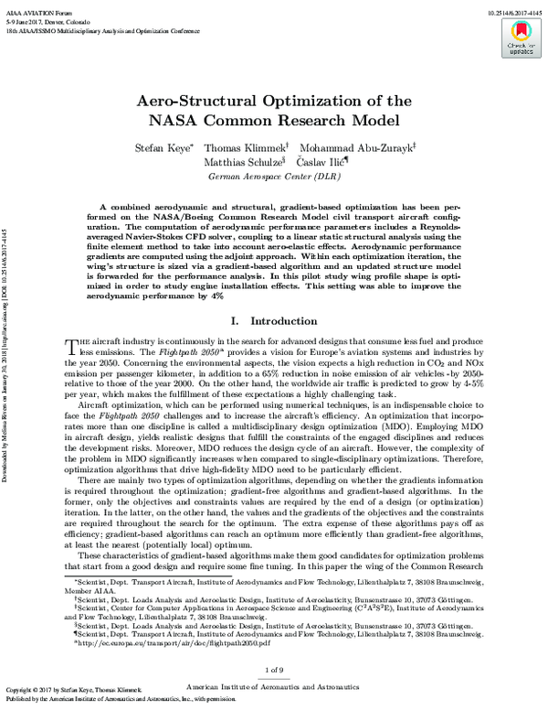 (PDF) Aero-Structural Optimization of the NASA Common Research Model