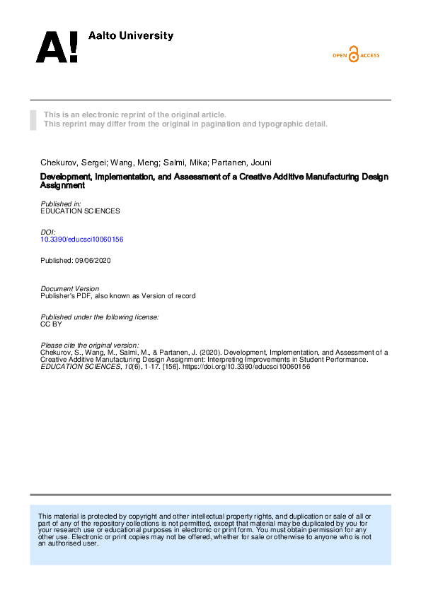 (PDF) Development, Implementation, and Assessment of a Creative ...