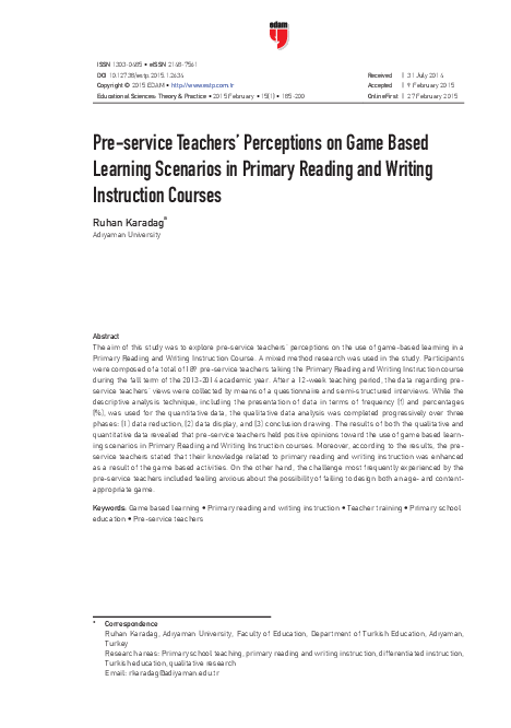 (PDF) Pre-service Teachers’ Perceptions on Game Based Learning ...