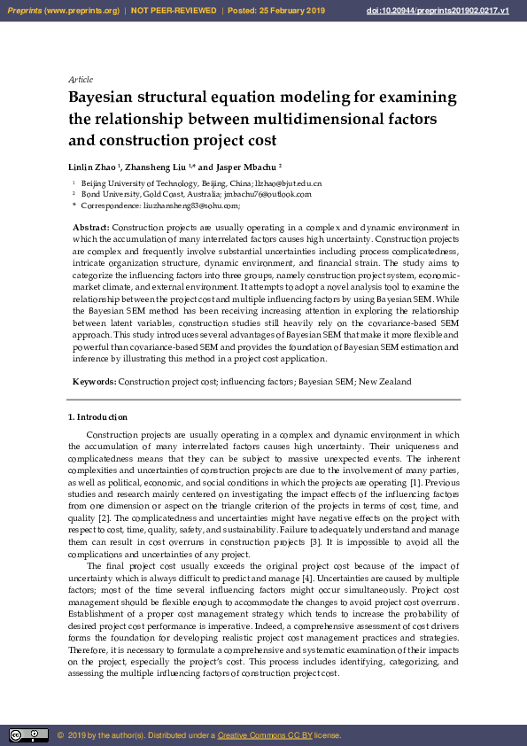 (PDF) Bayesian Structural Equation Modeling for Examining the Relationship between ...
