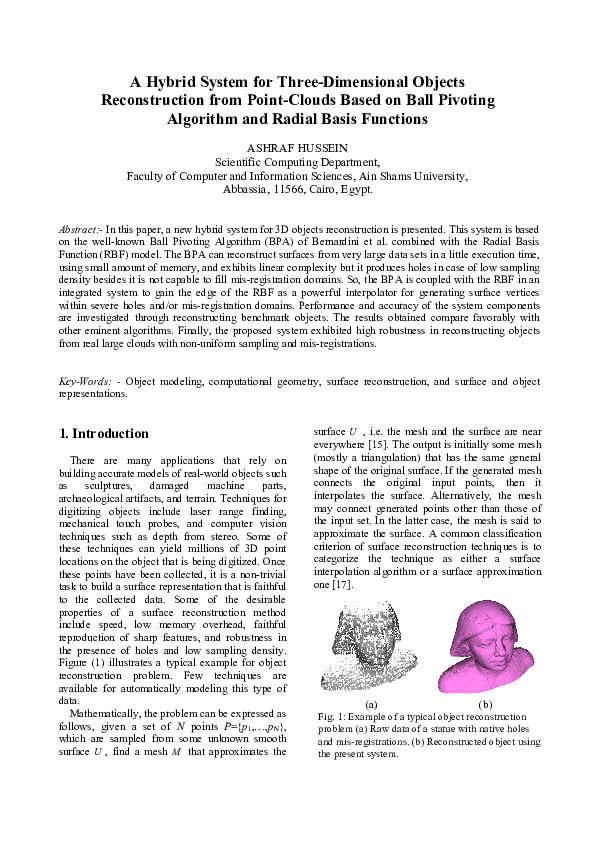(PDF) A hybrid system for three-dimensional objects reconstruction from ...