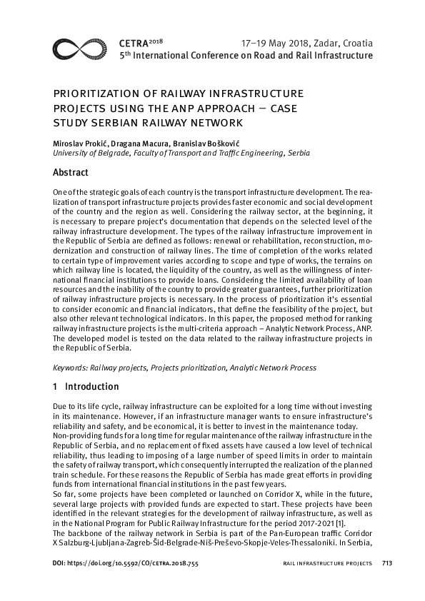 (PDF) Prioritization of railway infrastructure projects using the ANP ...