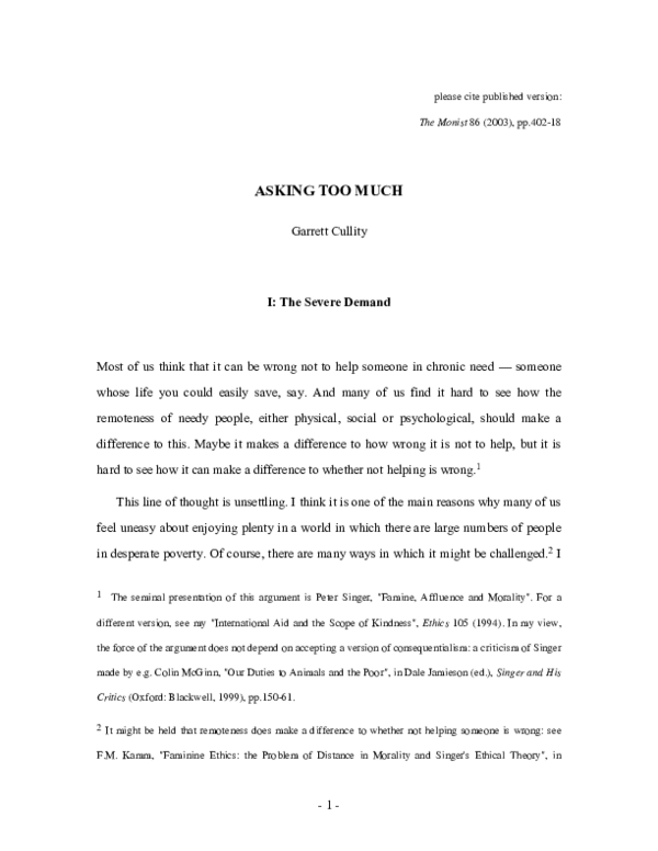 (PDF) Asking Too Much