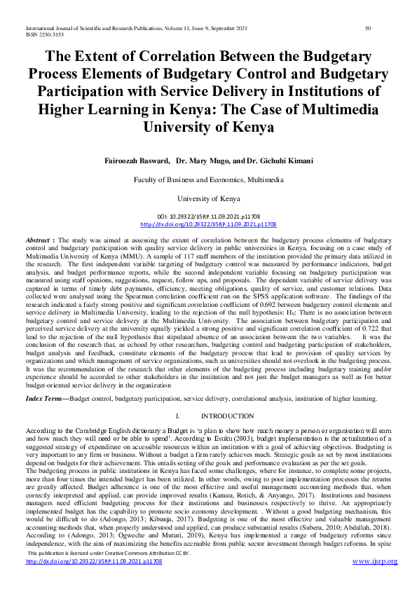 (PDF) The Extent of Correlation Between the Budgetary Process Elements ...