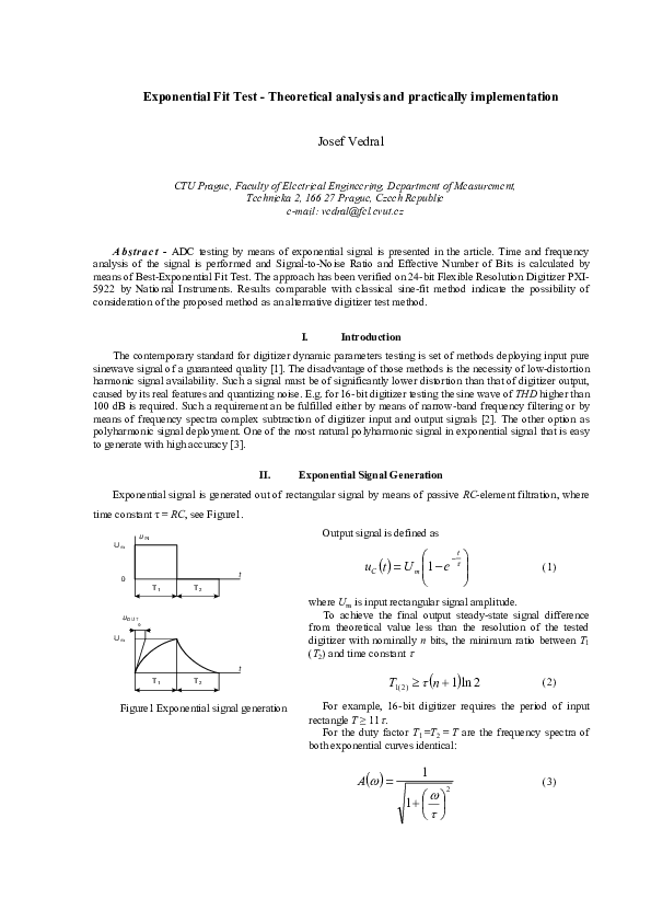(PDF) Exponential Fit Test - Theoretical analysis and practically ...
