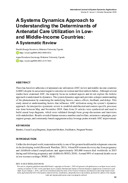 (PDF) A Systems Dynamics Approach to Understanding the Determinants of ...