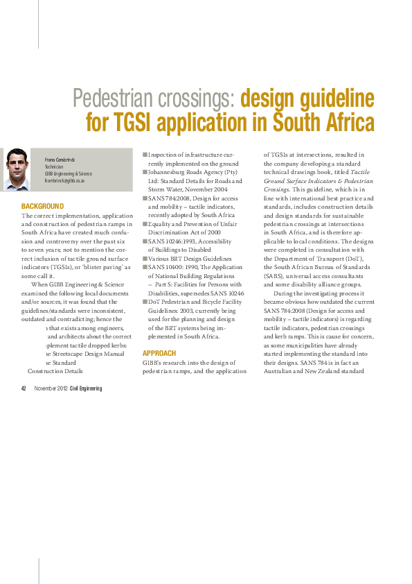(PDF) Pedestrian crossings : design guideline for TGSI application in ...