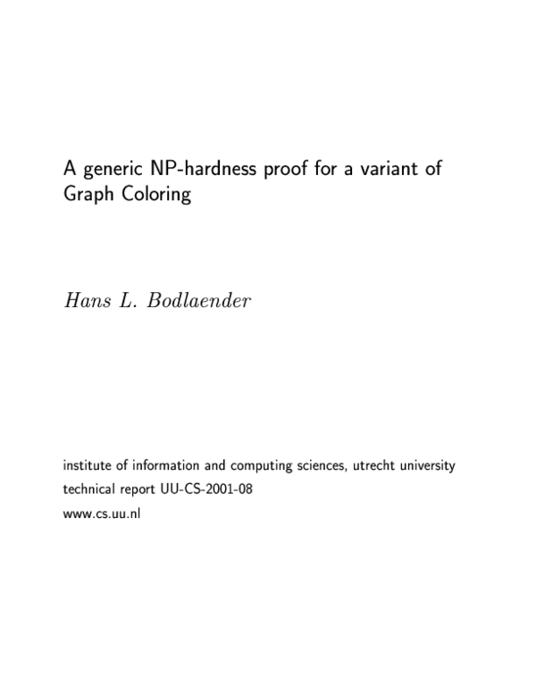 (PDF) A generic NP-hardness proof for a variant of Graph Coloring