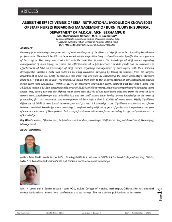 Pdf Assess The Effectiveness Of Self Instructional Module On Knowledge Of Staff Nurses