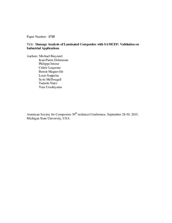(PDF) Damage Analysis of Laminated Composites with SAMCEF: Validation ...