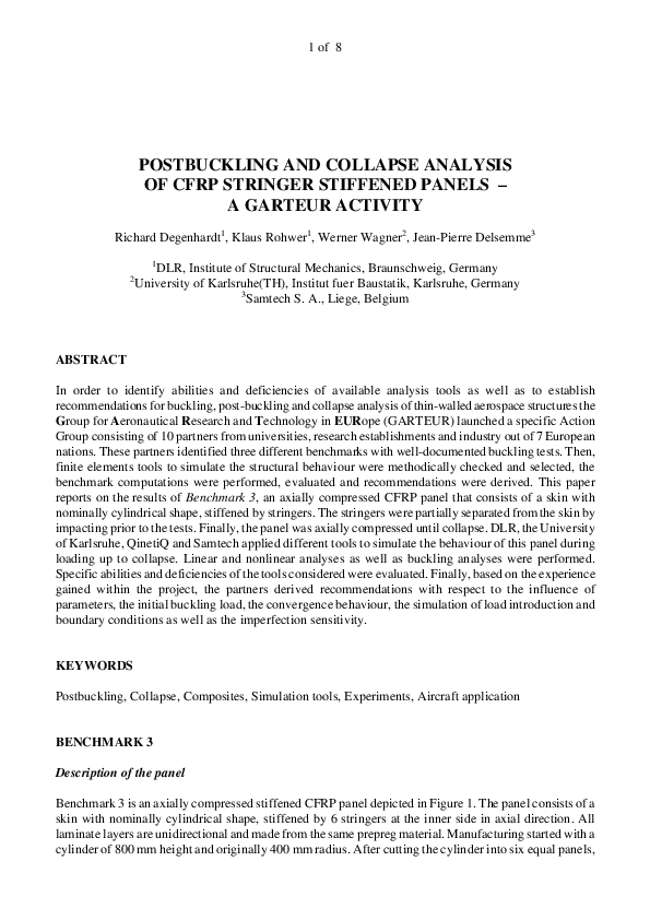 (PDF) Postbuckling and Collapse Analysis of CFRP Stringer Stiffened ...