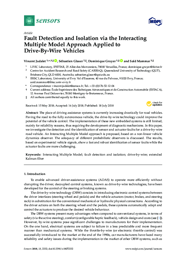 Pdf Fault Detection And Isolation Via The Interacting Multiple Model