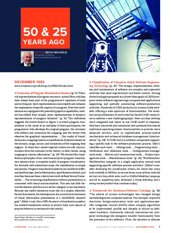 (PDF) Computer, December 1968 and 1993 [50 & 25 Years Ago]