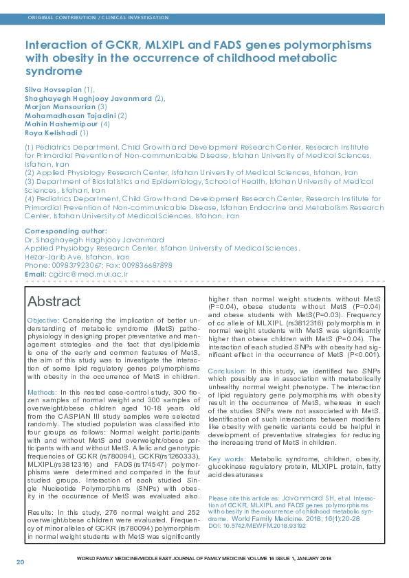 (PDF) Interaction of GCKR, MLXIPL and FADS Genes Polymorphisms with ...