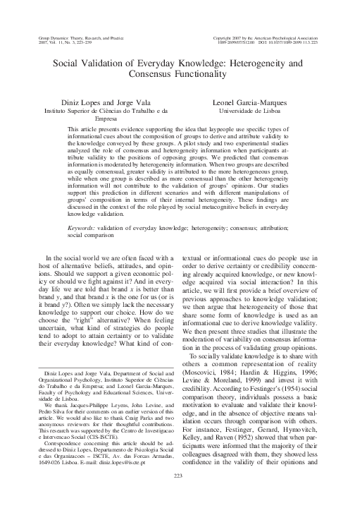 (PDF) Social validation of everyday knowledge: Heterogeneity and ...