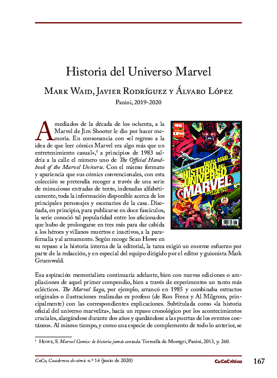 (PDF) Reseña de "Historia del Universo Marvel" de Mark Waid, Javier ...