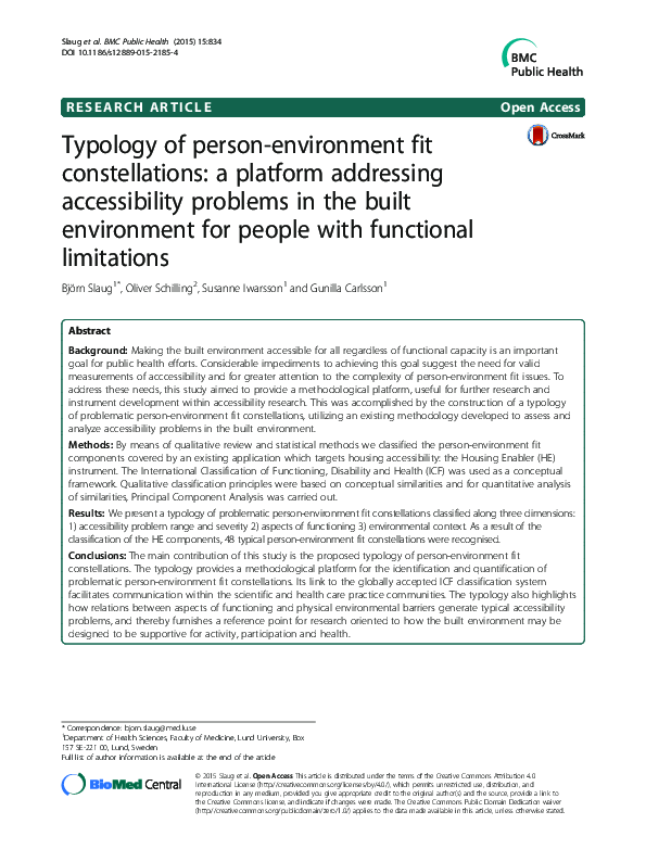 (PDF) Typology of person-environment fit constellations