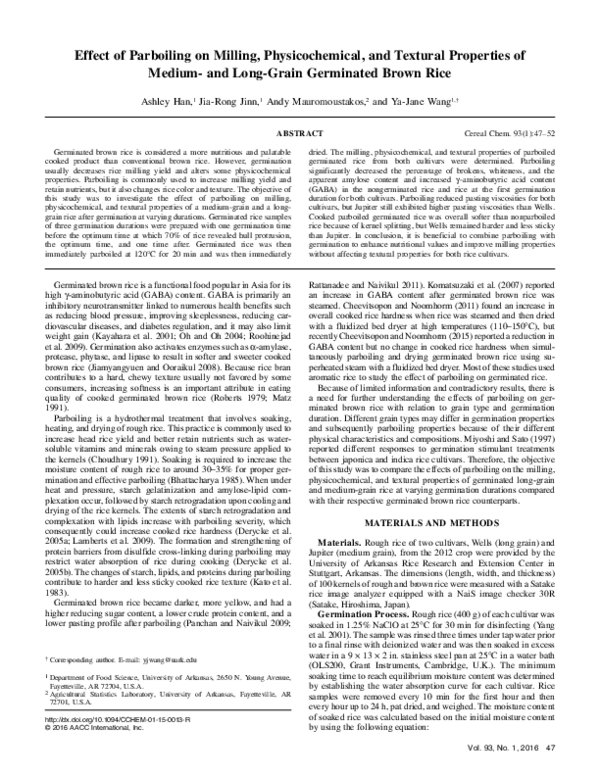 (PDF) Effect of Parboiling on Milling, Physicochemical, and Textural ...