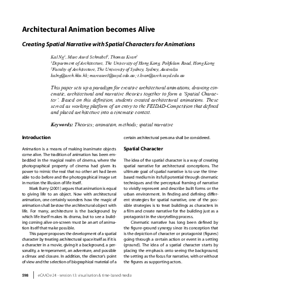 (PDF) Architectural Animation becomes Alive - Creating Spatial ...