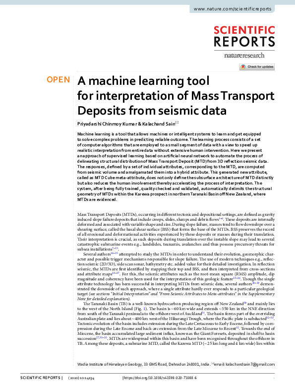 (PDF) A machine learning tool for interpretation of Mass Transport ...