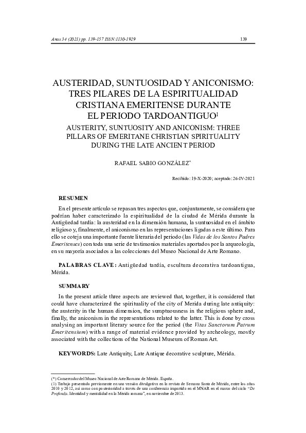 (PDF) Austeridad, suntuosidad y aniconismo: tres pilares de la ...