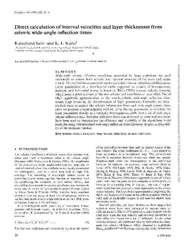 (PDF) Direct Calculation of Interval Velocities and Layer Thicknesses ...