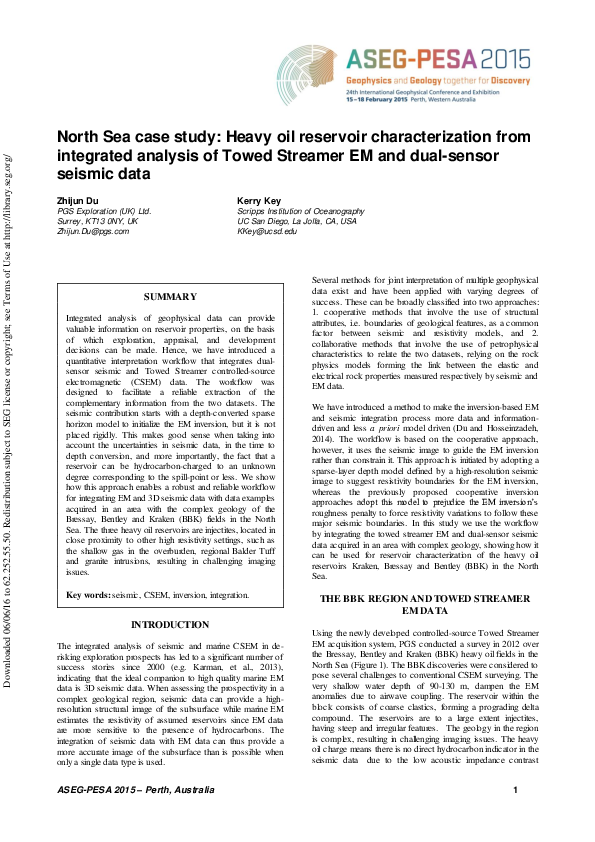(PDF) North Sea case study: Heavy oil reservoir characterization from ...