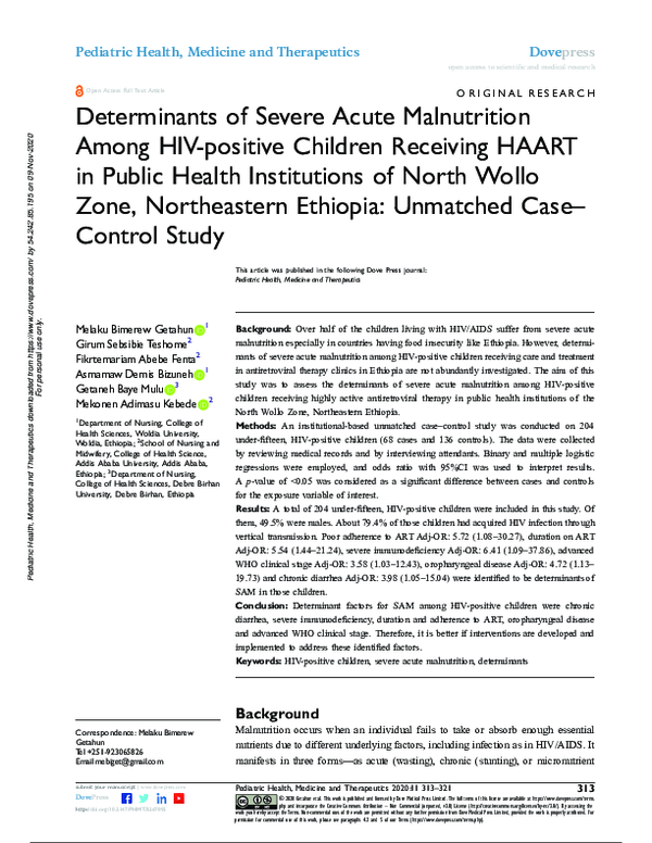 (PDF) Determinants of Severe Acute Malnutrition Among HIV-positive ...