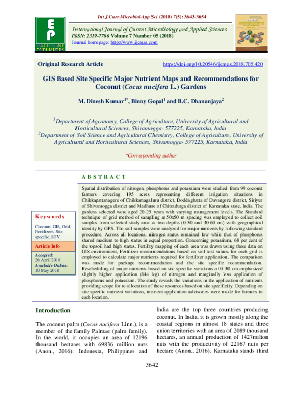 (PDF) GIS Based Site Specific Major Nutrient Maps and Recommendations ...