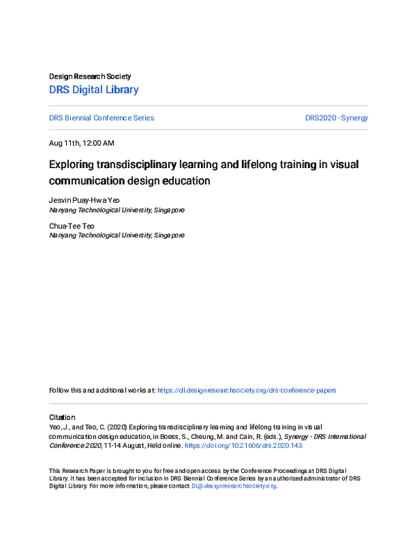 (PDF) Exploring transdisciplinary learning and lifelong training in ...