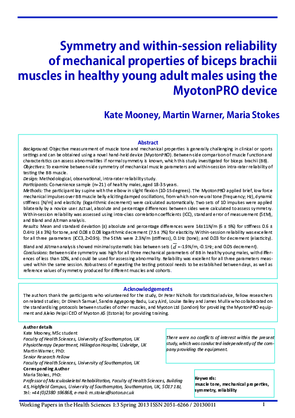 (PDF) Symmetry and within-session reliability of mechanical properties ...